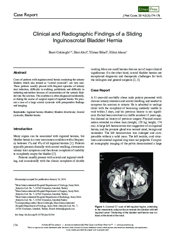 (PDF) Clinical and Radiographic Findings of a Sliding Inguinoscrotal ...