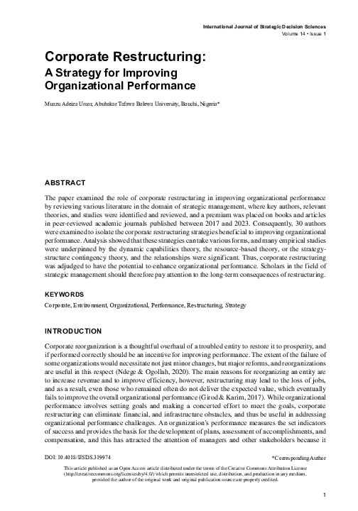 (PDF) Corporate Restructuring