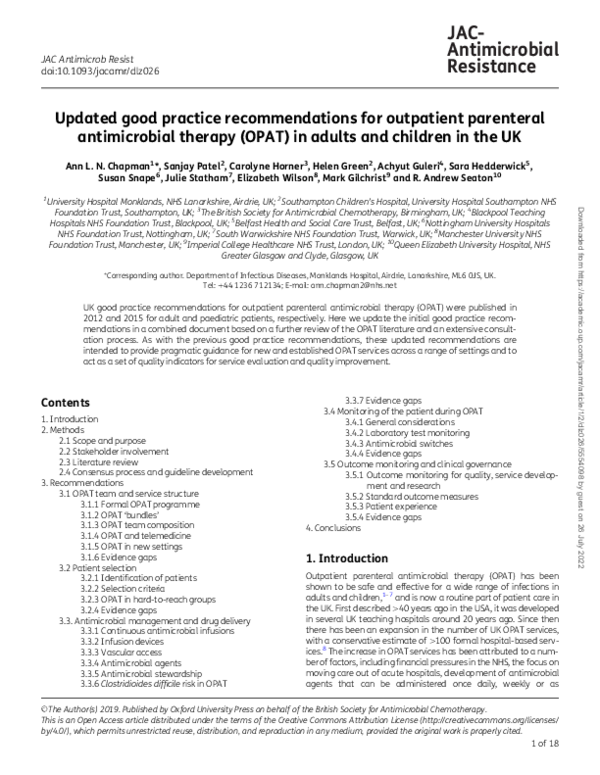 (PDF) Updated good practice recommendations for outpatient parenteral ...