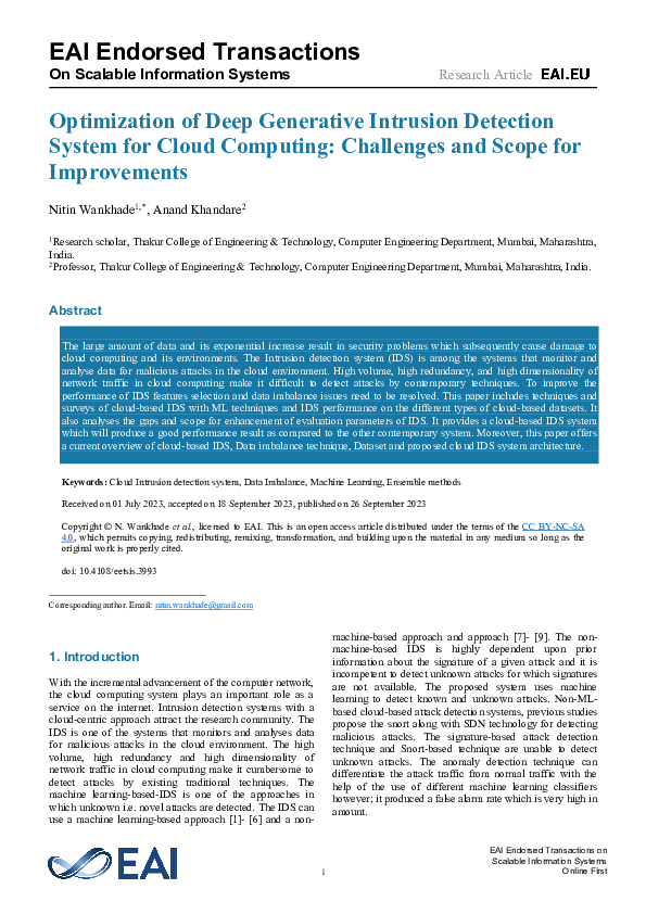 Pdf Optimization Of Deep Generative Intrusion Detection System For