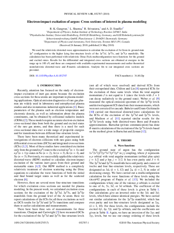(PDF) Electron-impact excitation of argon: Cross sections of interest ...