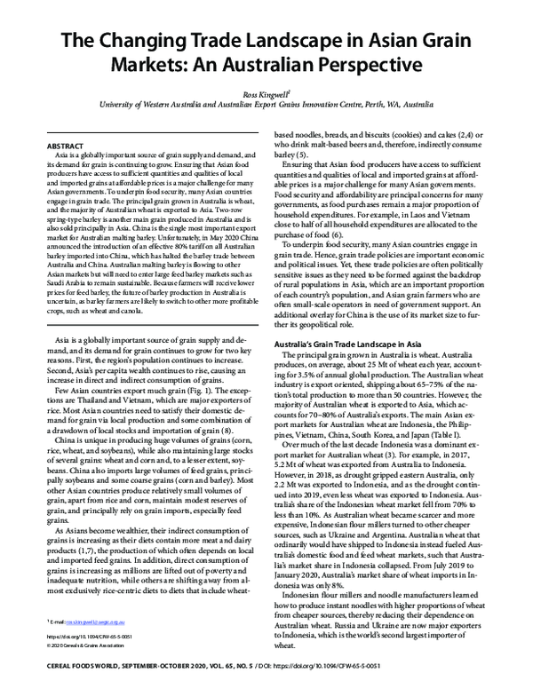 (PDF) The Changing Trade Landscape in Asian Grain Markets: An ...