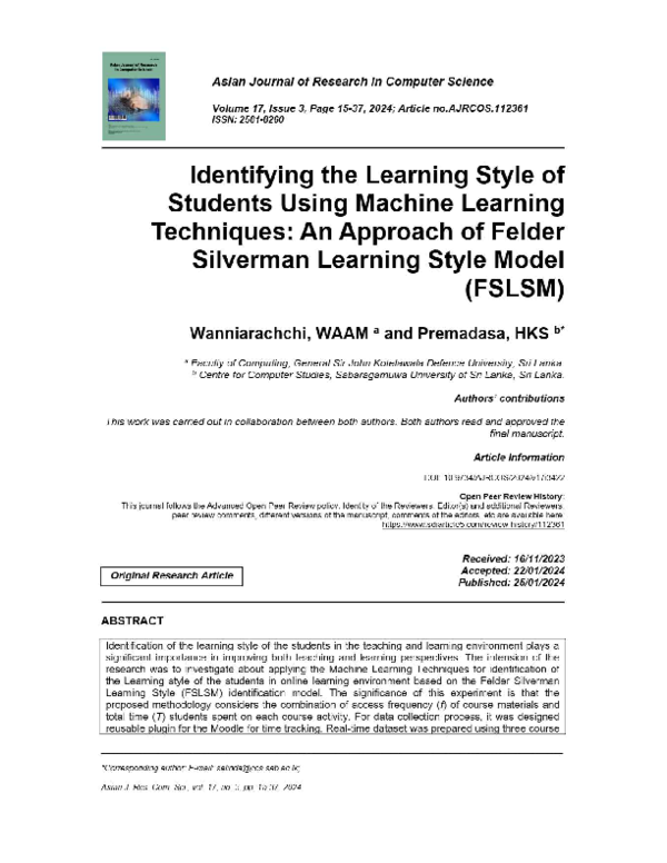 (PDF) Identifying the Learning Style of Students Using Machine Learning ...