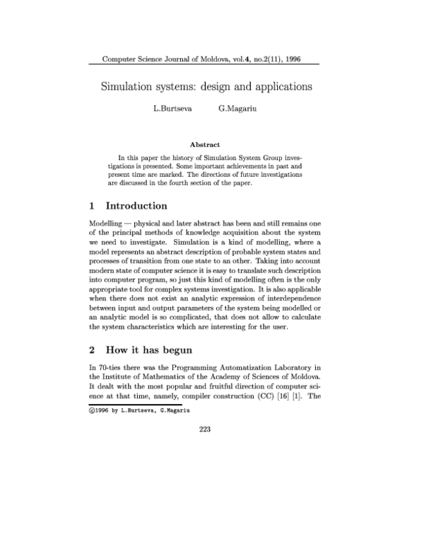 (PDF) Simulation systems: design and applications