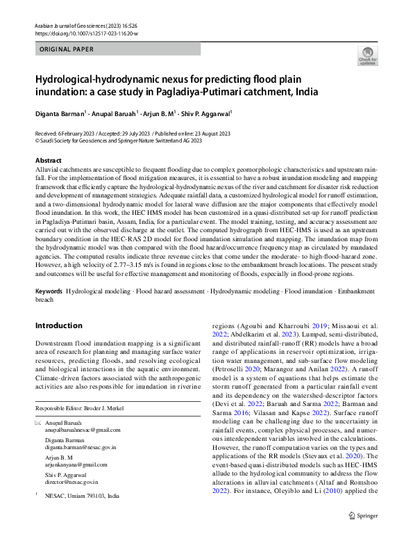 (PDF) Hydrological-hydrodynamic nexus for predicting flood plain inundation: a case study in ...
