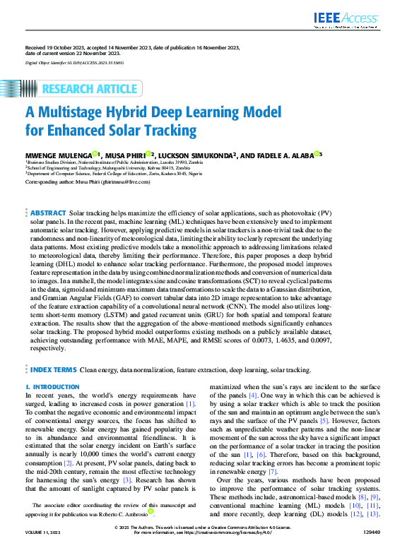(PDF) A Multistage Hybrid Deep Learning Model for Enhanced Solar Tracking