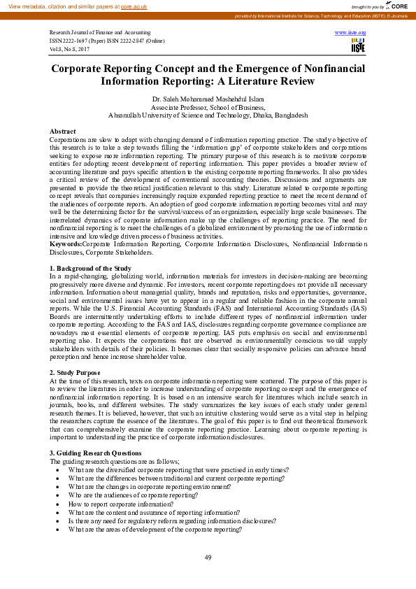 (PDF) Corporate Reporting Concept and the Emergence of Nonfinancial ...