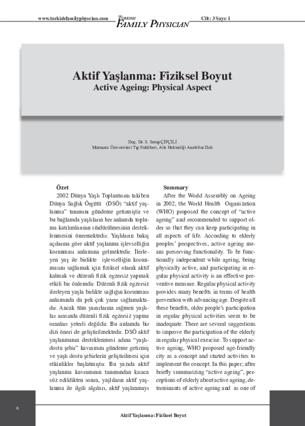 (PDF) Active Ageing: Physical Aspect