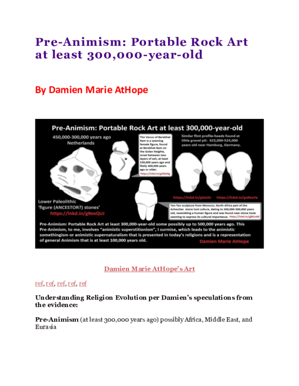 (PDF) Pre-Animism: Portable Rock Art at least 300,000-year-old | Damien ...
