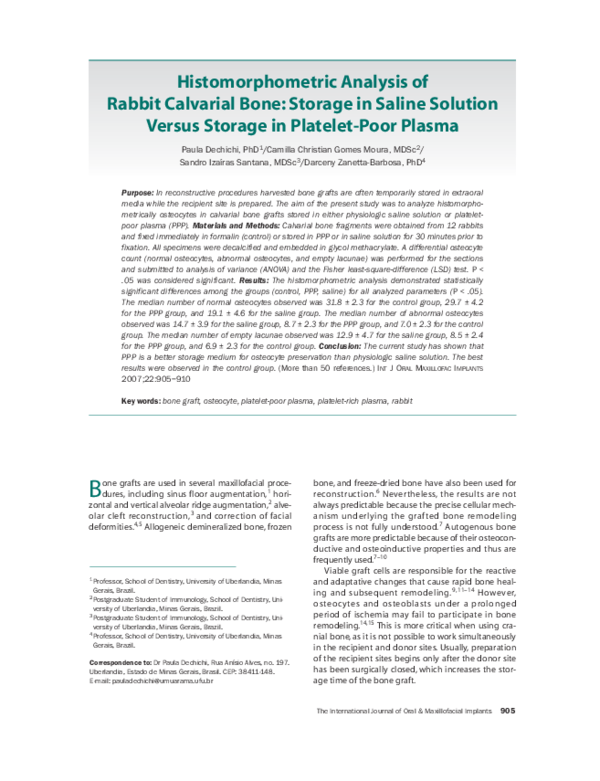 (PDF) Histomorphometric analysis of rabbit calvarial bone: storage in ...