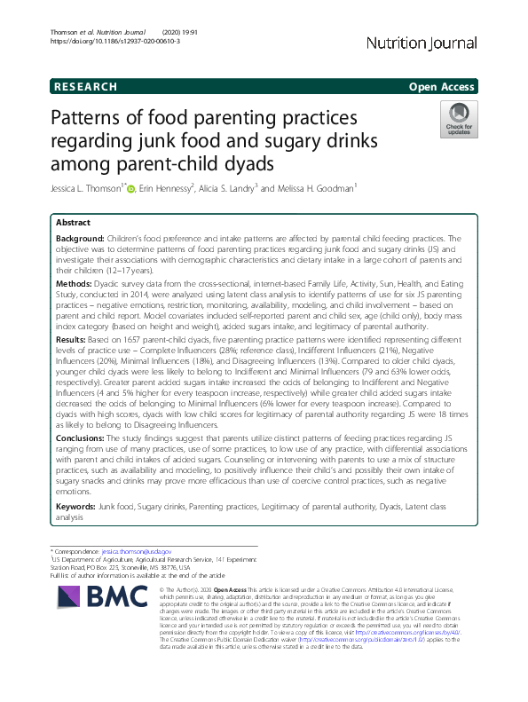 (PDF) Patterns of Food Parenting Practices Regarding Fruit and ...