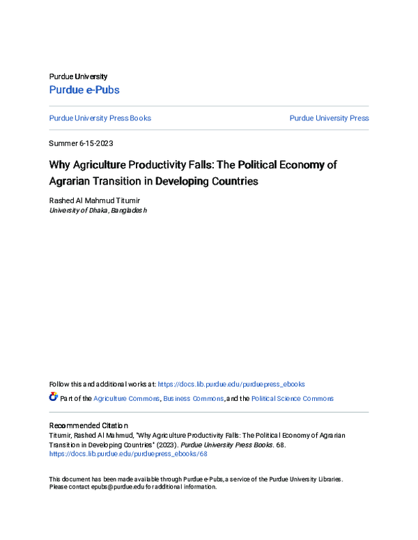 (PDF) Why Agriculture Productivity Falls: The Political Economy of ...
