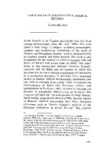 (PDF) Eve's Side of It: Sarah Daniel's Biblical Revision