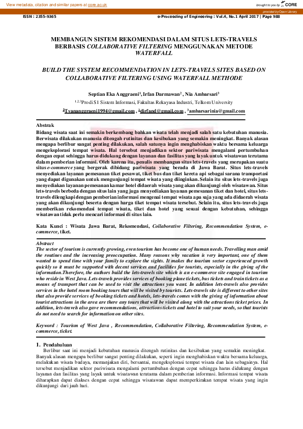 (PDF) Membangun Sistem Rekomendasi Dalam Situs Lets-travels Berbasis ...