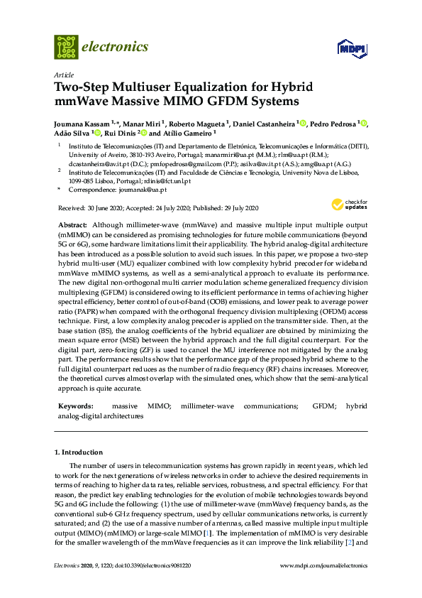 Pdf Hybrid Mu Equalization In Mmwave Mimo Systems