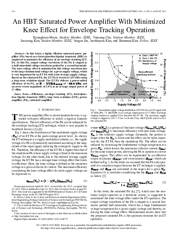 (PDF) An HBT Saturated Power Amplifier With Minimized Knee Effect for Envelope Tracking Operation