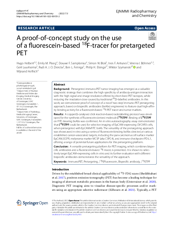 (PDF) Fluorescein-based 18F-tracer in Pretargeted Immuno-PET