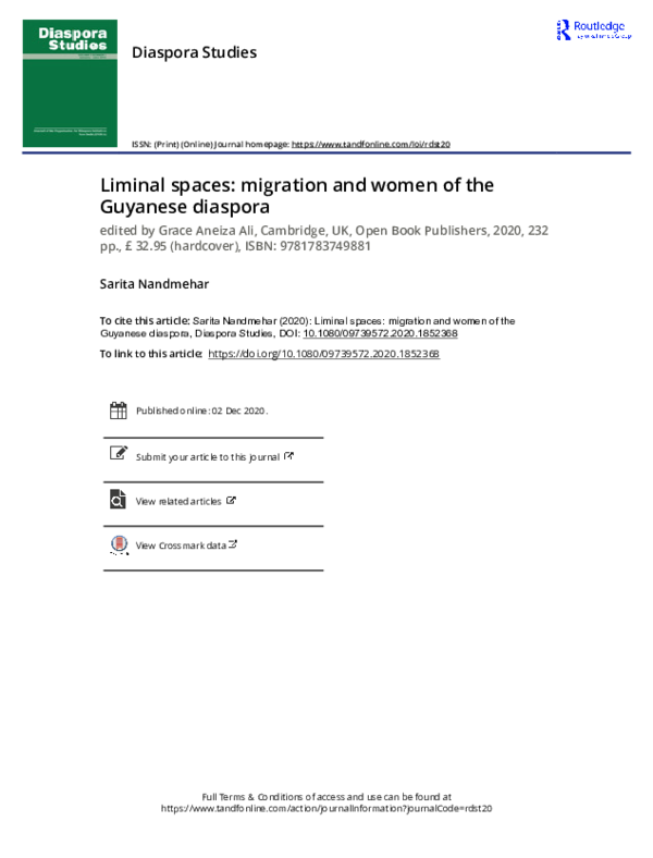 (PDF) Liminal spaces: migration and women of the Guyanese diaspora