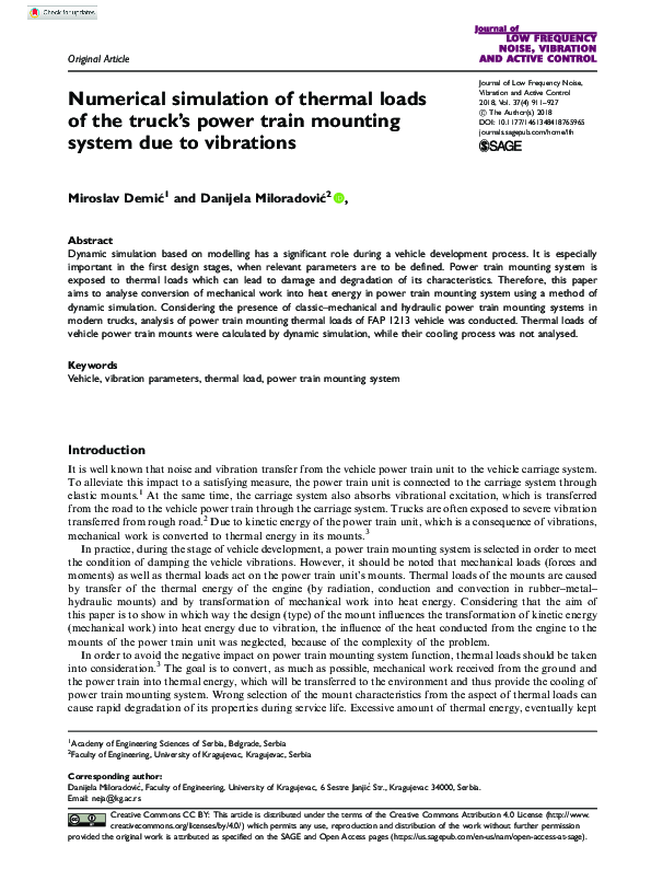 (PDF) Numerical simulation of thermal loads of the truck’s power train ...