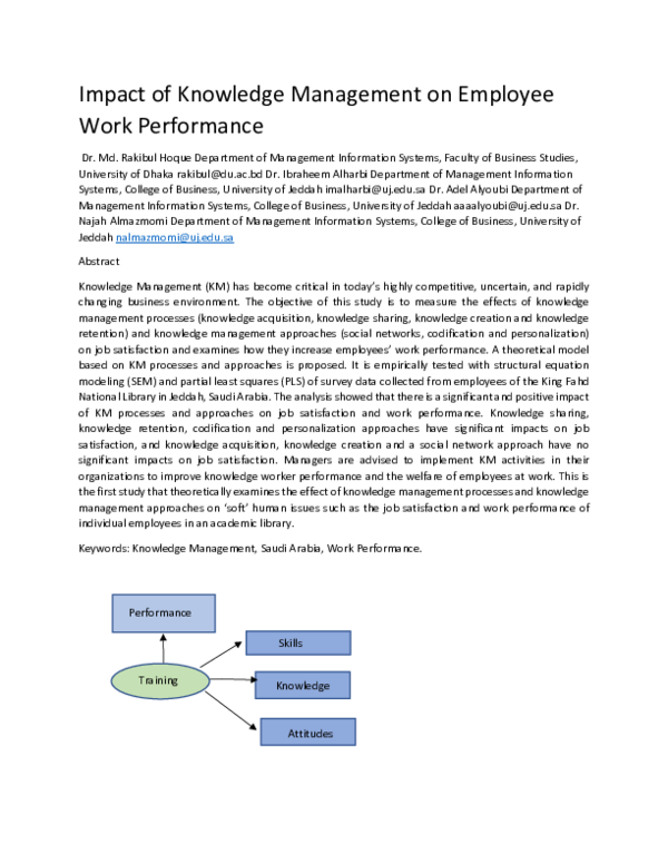 (PDF) Impact of Knowledge Management on Employee Work Performance