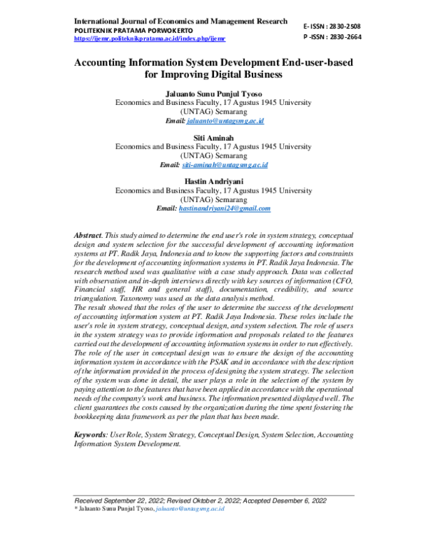 (PDF) Accounting Information System Development End-user-based for Improving Digital Business