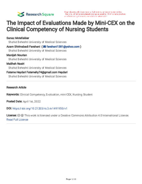 (PDF) The Impact of Evaluations Made by Mini-CEX on the Clinical ...