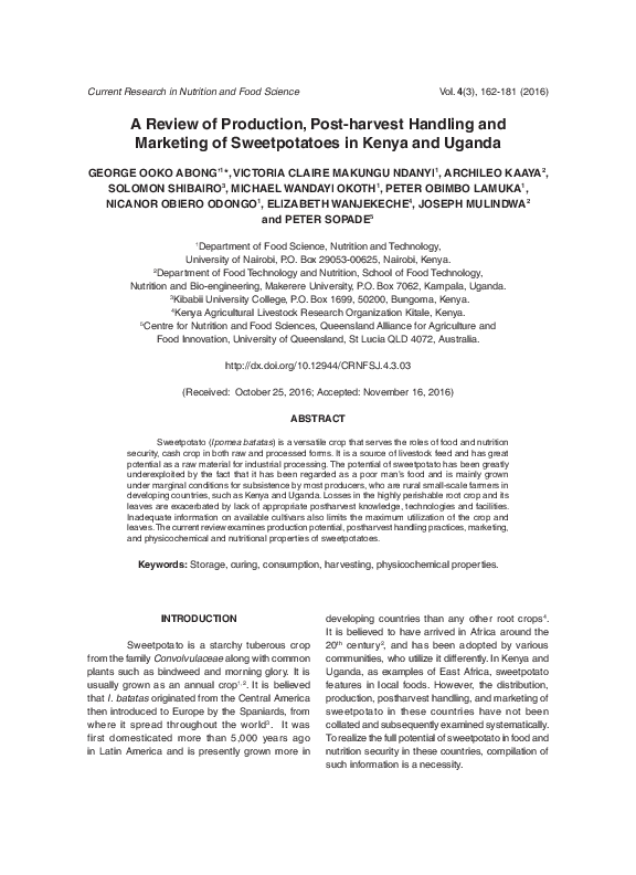 (PDF) A Review of Production, Post-harvest Handling and Marketing of ...