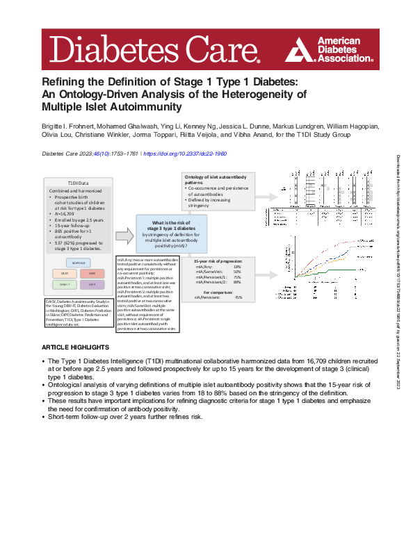 (PDF) Refining the Definition of Stage 1 Type 1 Diabetes: An Ontology ...