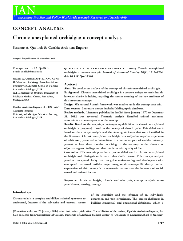 (PDF) Chronic unexplained orchialgia: a concept analysis | Susanne ...