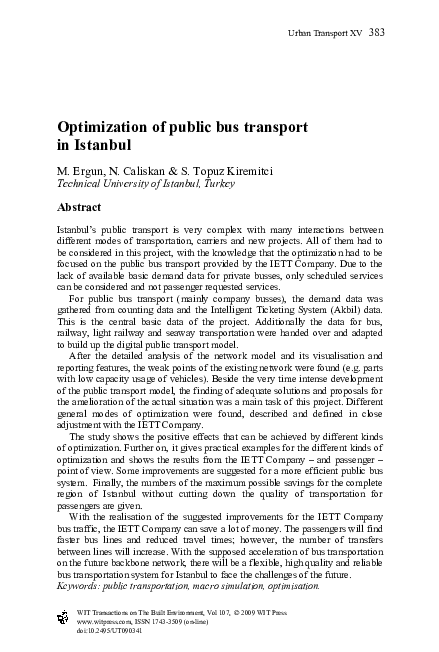 (PDF) Optimization of public bus transport in Istanbul
