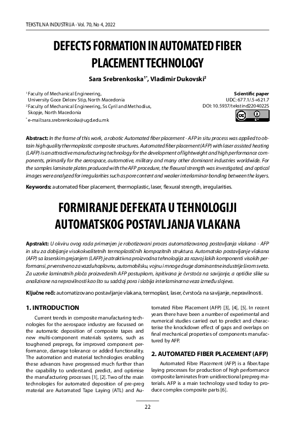 (PDF) Defects formation in automated fiber placement technology
