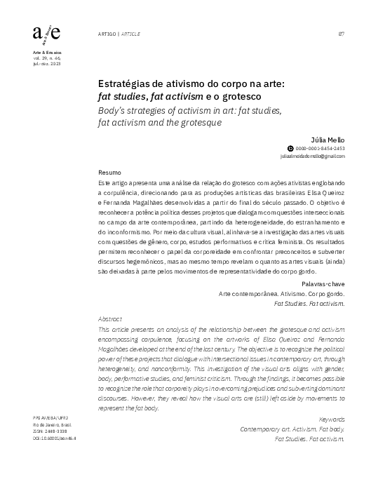 (PDF) Estratégias de ativismo do corpo na arte: fat studies, fat ...
