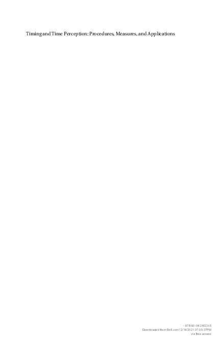 Timing and Time Perception: Procedures, Measures, & Applications