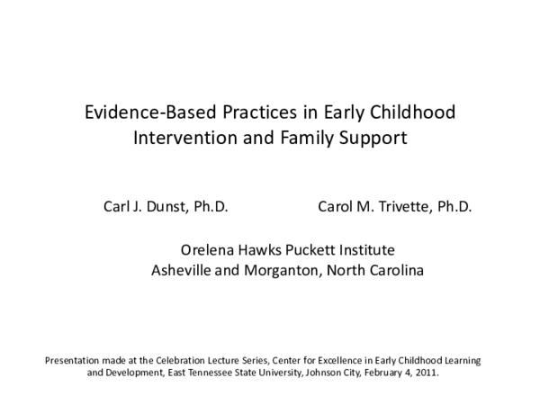 (PDF) Evidence-Based Practices in Early Childhood Intervention and Family Support