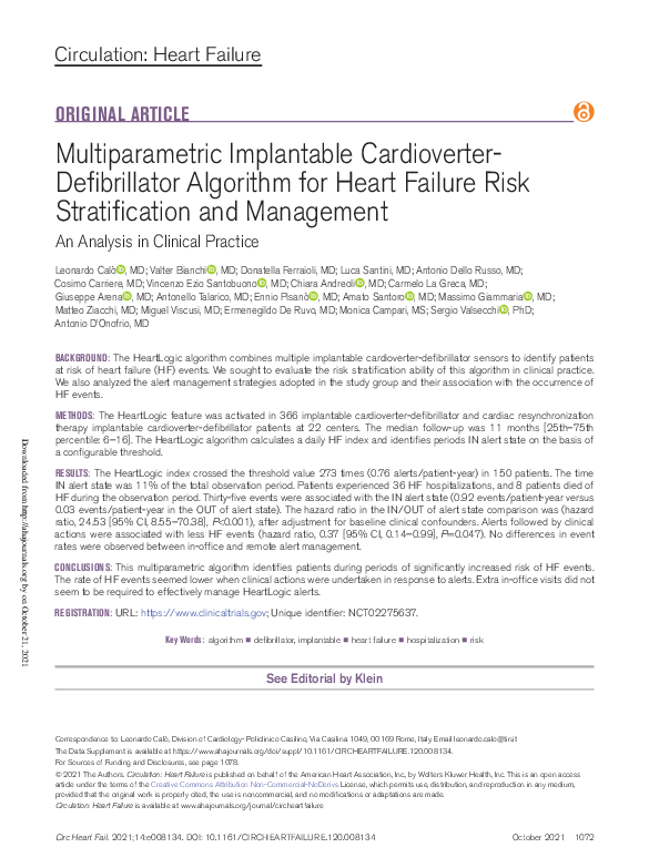 (PDF) HeartLogic Algorithm for Heart Failure Risk Assessment