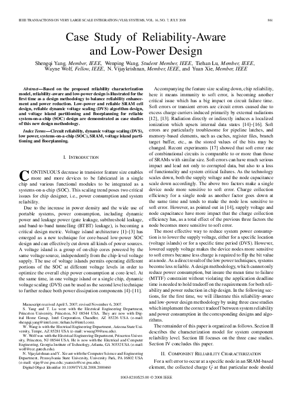 (PDF) Case Study of Reliability-Aware and Low-Power Design
