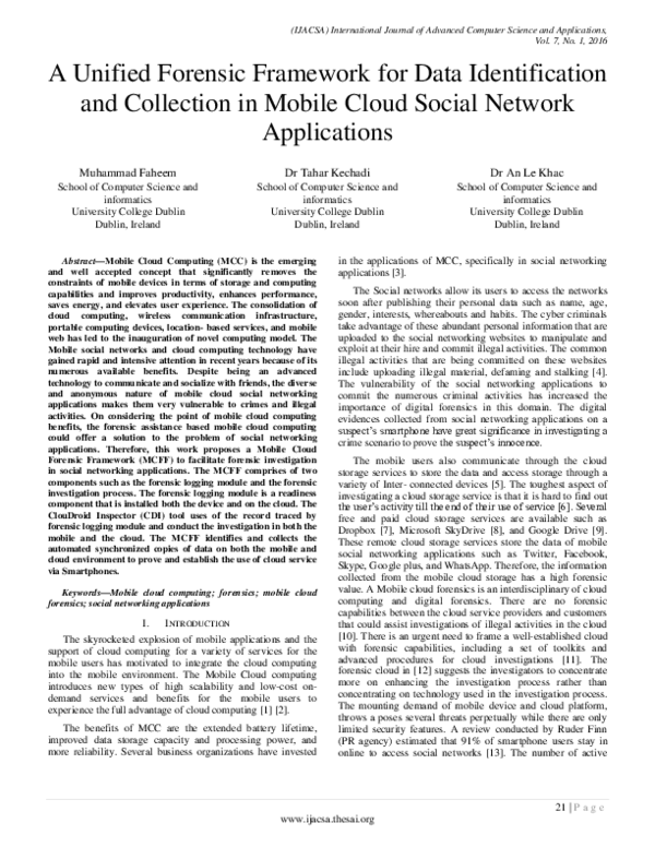 (PDF) A Unified Forensic Framework for Data Identification and Collection in Mobile Cloud Social ...