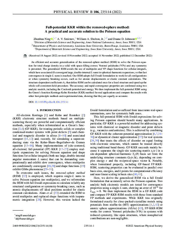 (PDF) Full-potential KKR within the removed-sphere method: A practical ...