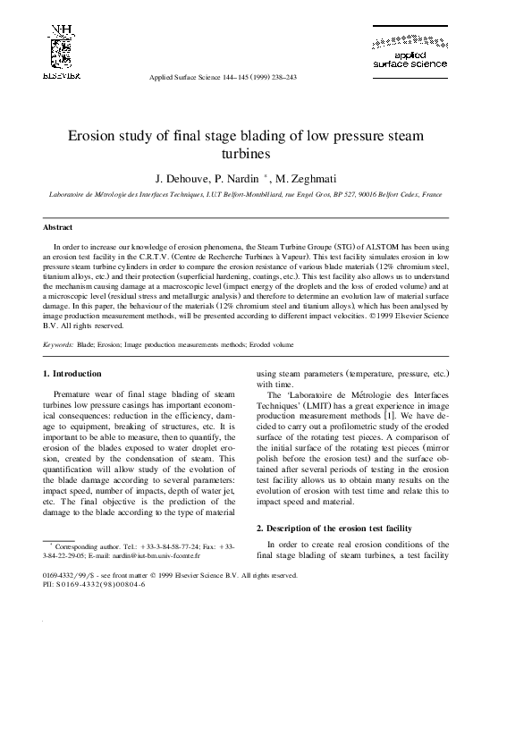 (PDF) Erosion study of final stage blading of low pressure steam turbines