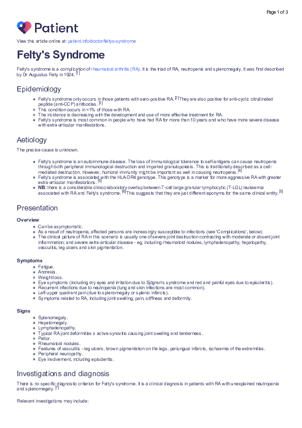(PDF) Felty??s Syndrome