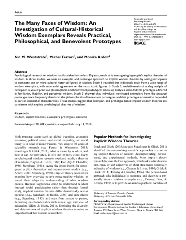 (PDF) The Many Faces of Wisdom