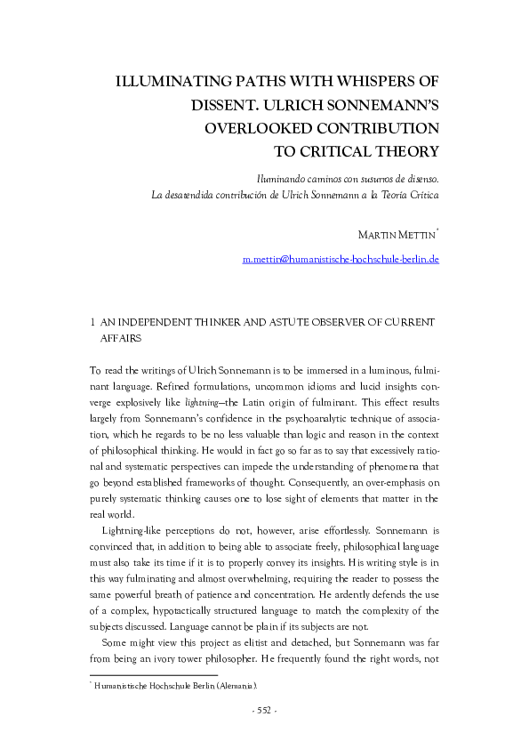 (PDF) Illuminating Paths With Whispers of Dissent. Ulrich Sonnemann’s ...