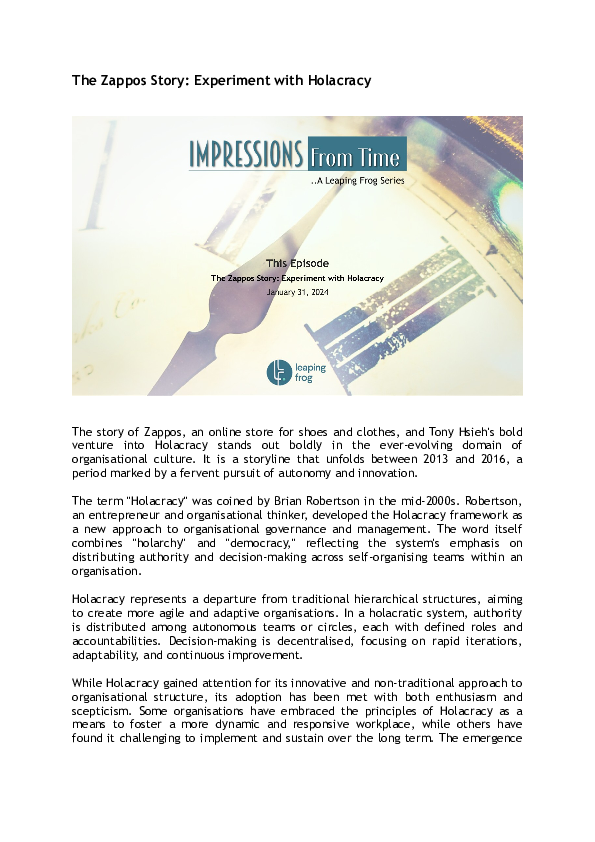 (DOC) The Zappos Story: Experiment with Holacracy