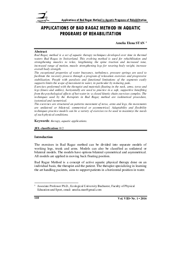 (PDF) Applications of Bad Ragaz Method in Aquatic Programs of ...