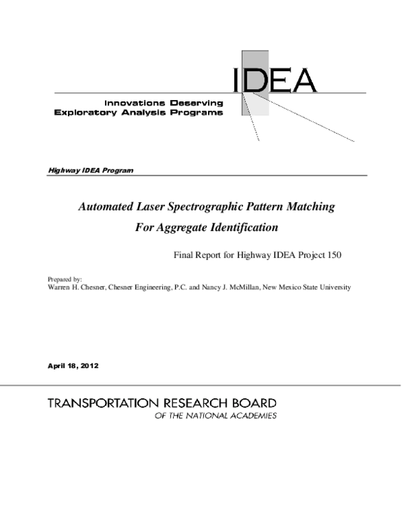 (PDF) Automated Laser Spectrographic Pattern Matching for Aggregate Identification