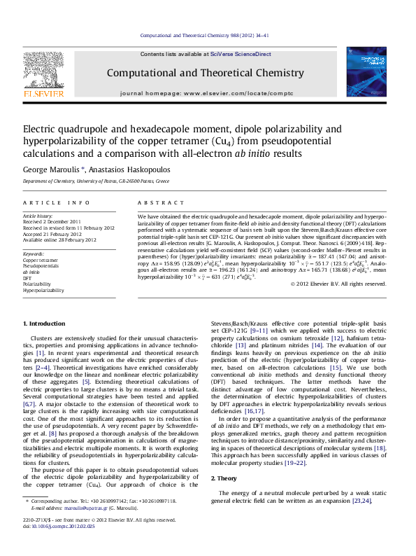 (PDF) Electric quadrupole and hexadecapole moment, dipole ...