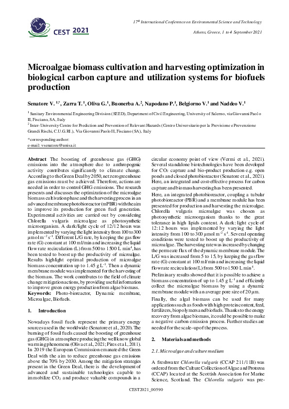 Pdf Microalgae Biomass Cultivation And Harvesting Optimization In Biological Carbon Capture