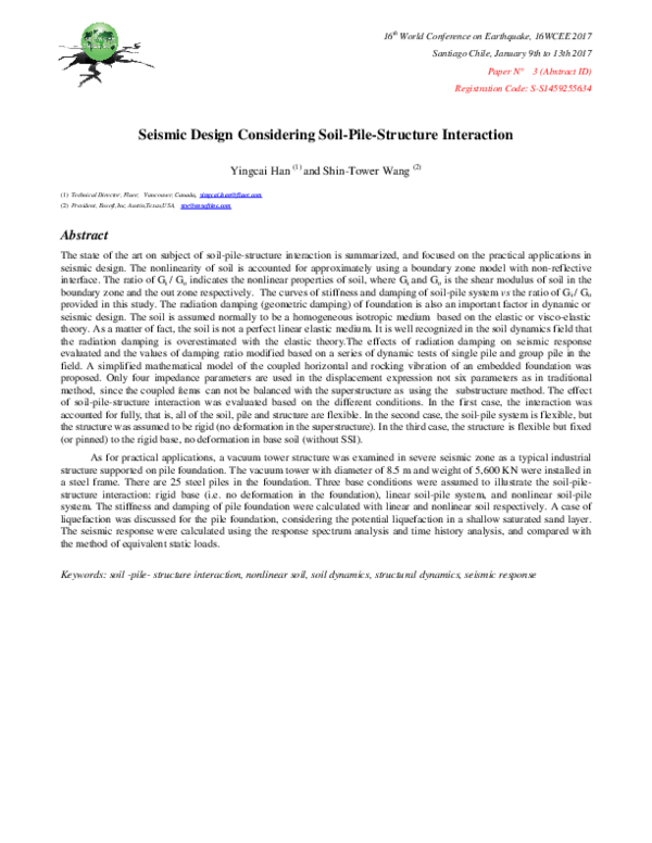 (PDF) Seismic Design Considering Soil-Pile-Structure Interaction