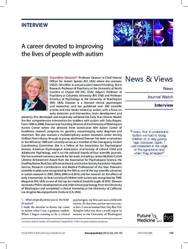 (PDF) Interview: A career devoted to improving the lives of people with ...