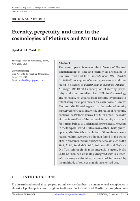 (PDF) Eternity, Perpetuity, and Time in the Cosmologies of Plotinus and ...